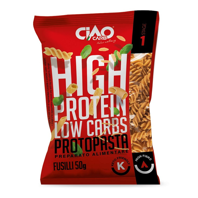 CiaoCarb ProtoPasta Fusilli Stage 1 - Pasta Proteica Vegetale 50g